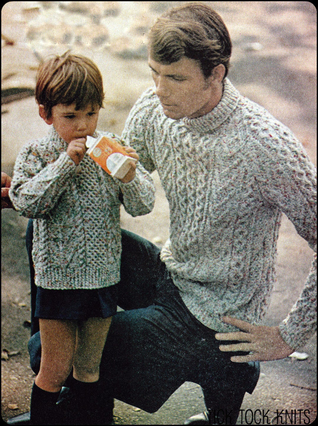 No.134 PDF Vintage Knitting Pattern Father & Son's Matching Aran ...