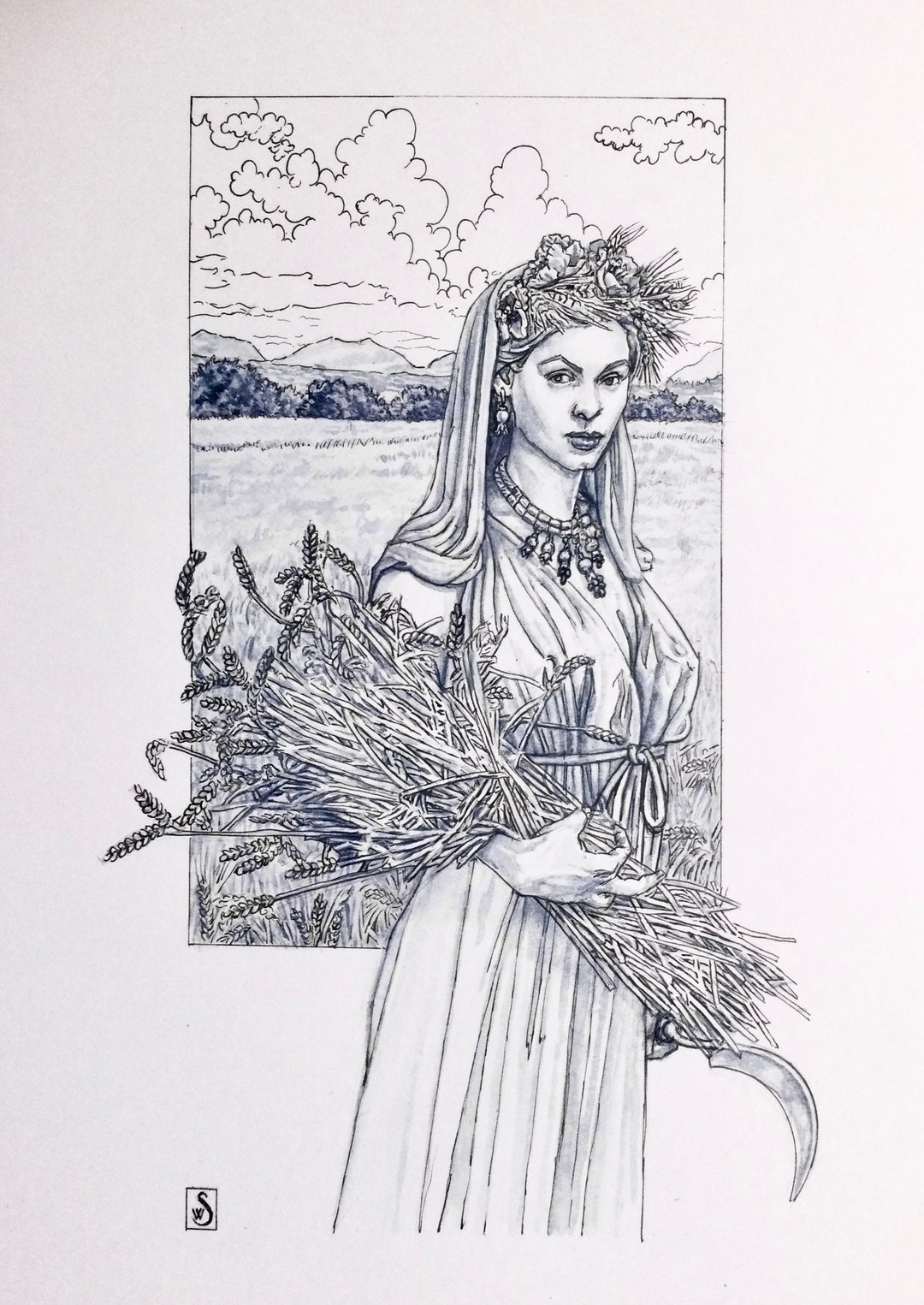 Ceres Original Ink and Wash Drawing Done for a 2022 Inktober List Based ...