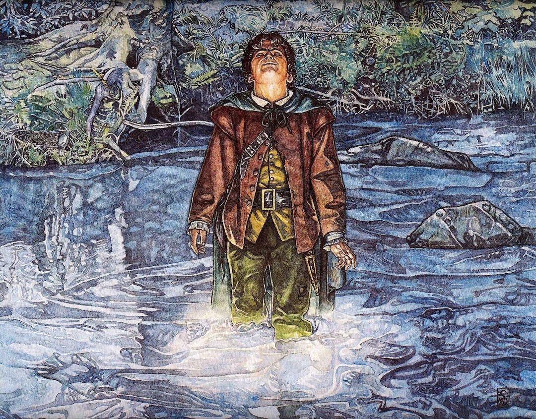 Lord of the Rings Print Frodo Hobbit the Healing of Nimrodel as Seen in ...