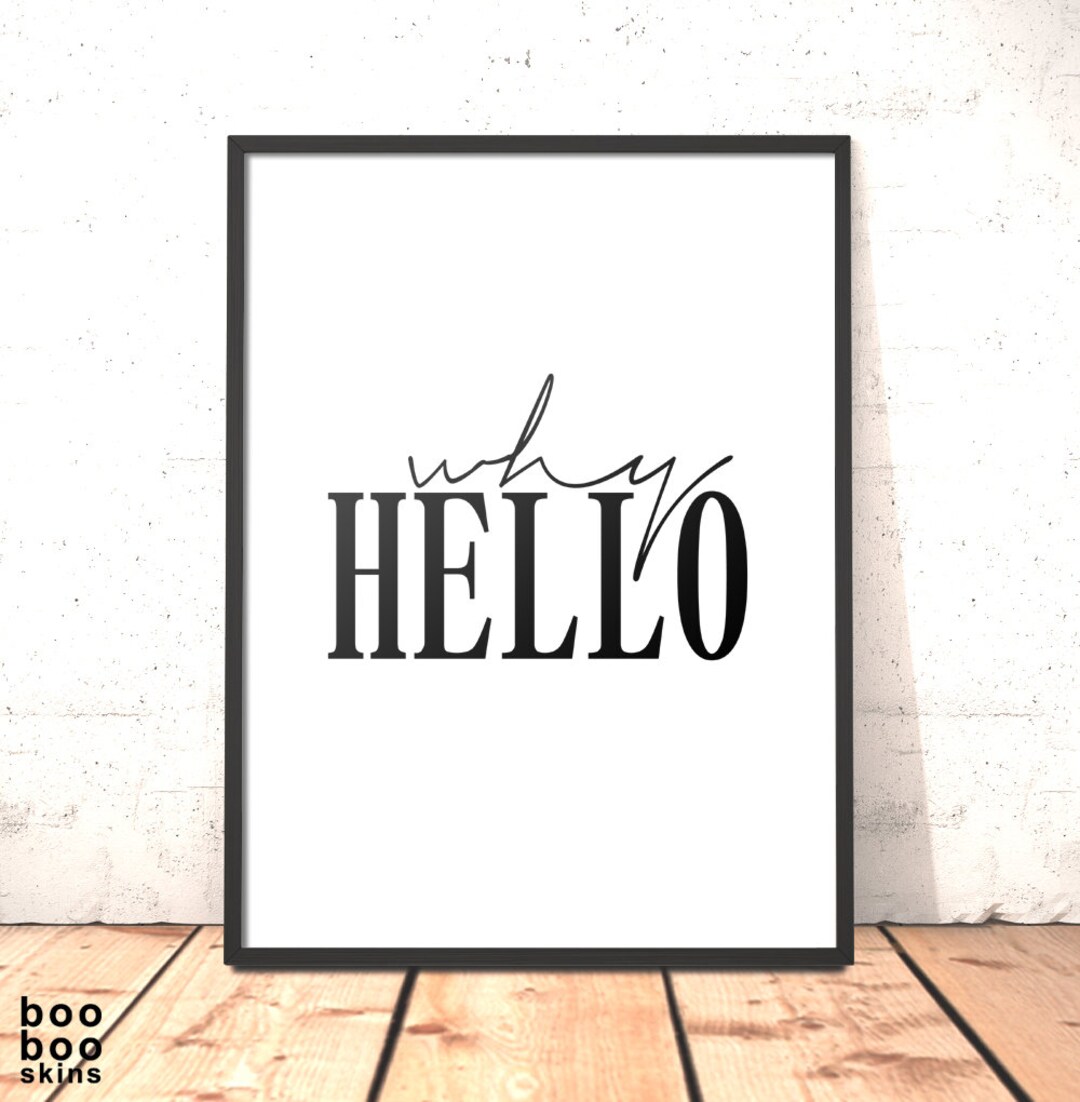 Why Hello Print Scandinavian Poster Scandi Print Hall Decor - Etsy