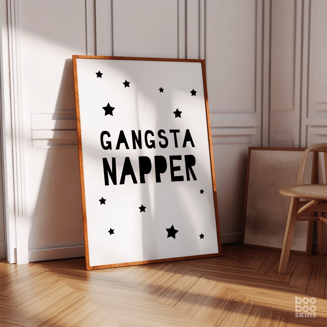Gangsta Napper Print | Hip Hop Nursery | Monochrome Cool Kids Art ...