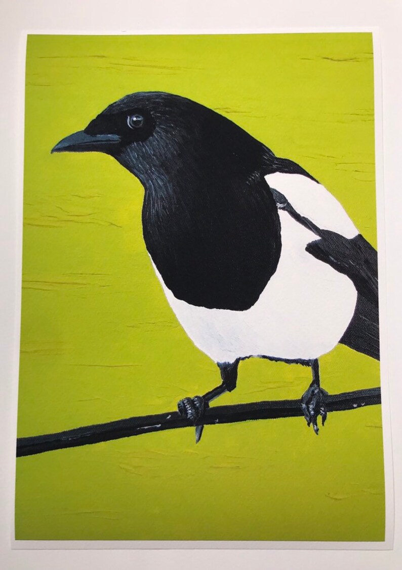 Magpie Print of Oil Painting One for Sorrow Bird Art Print | Etsy