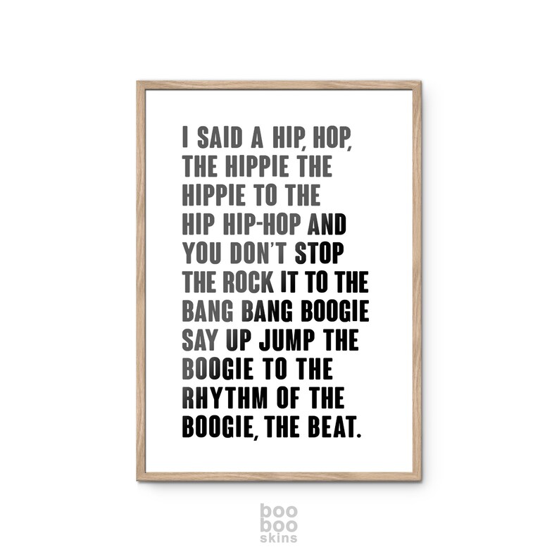 Rappers Delight Print I Said A Hip Hop Song Lyrics Wall Art - Etsy
