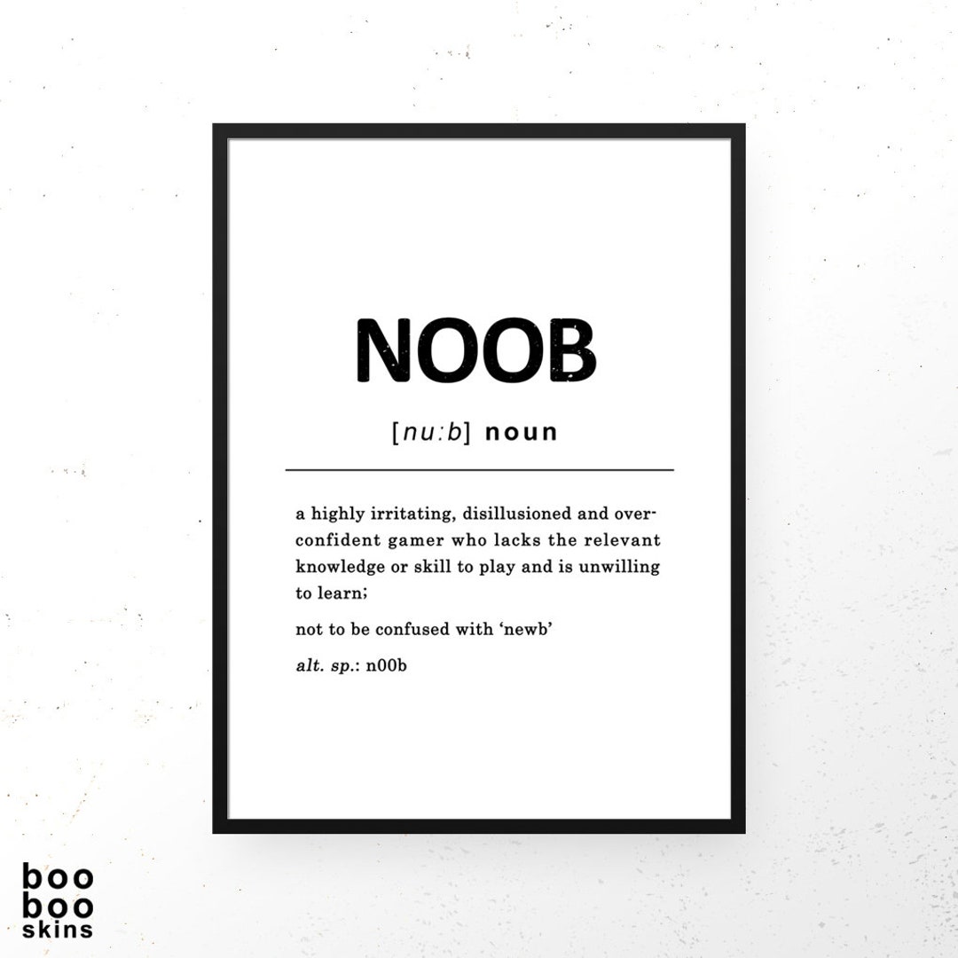 Noob Definition Print Boys Room Art Gamer Print Boys Bedroom Decor ...