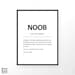 Noob Definition Print | Boys Room Art | Gamer Print | Boys Bedroom ...