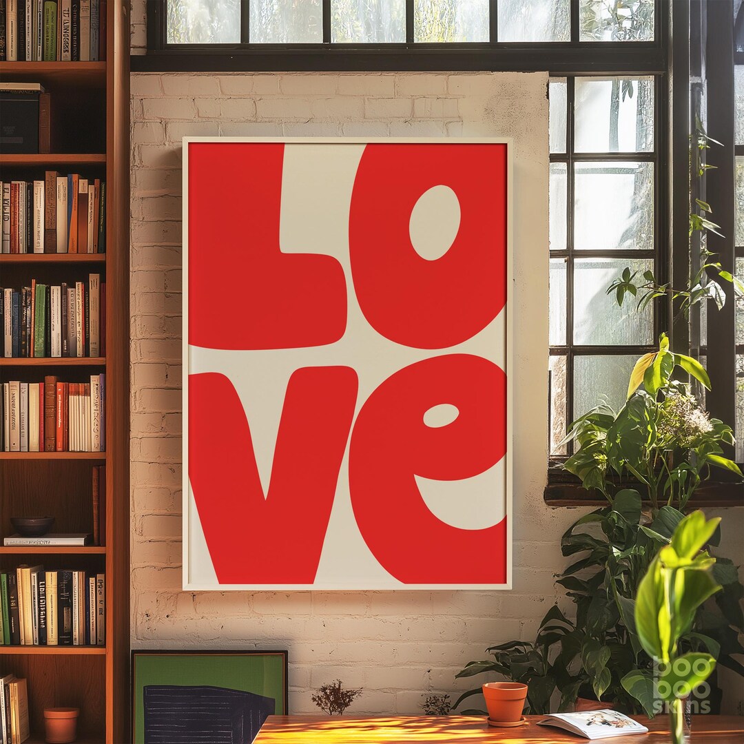 Love Poster | Valentine Him Her | Paper Anniversary Gift | Bold Bright ...