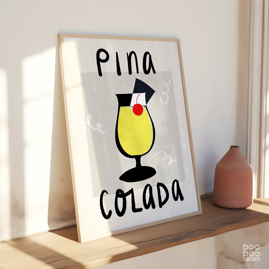 Pina Colada Cocktail Print | Kitchen Wall Art | Gift for Friend | Bar ...
