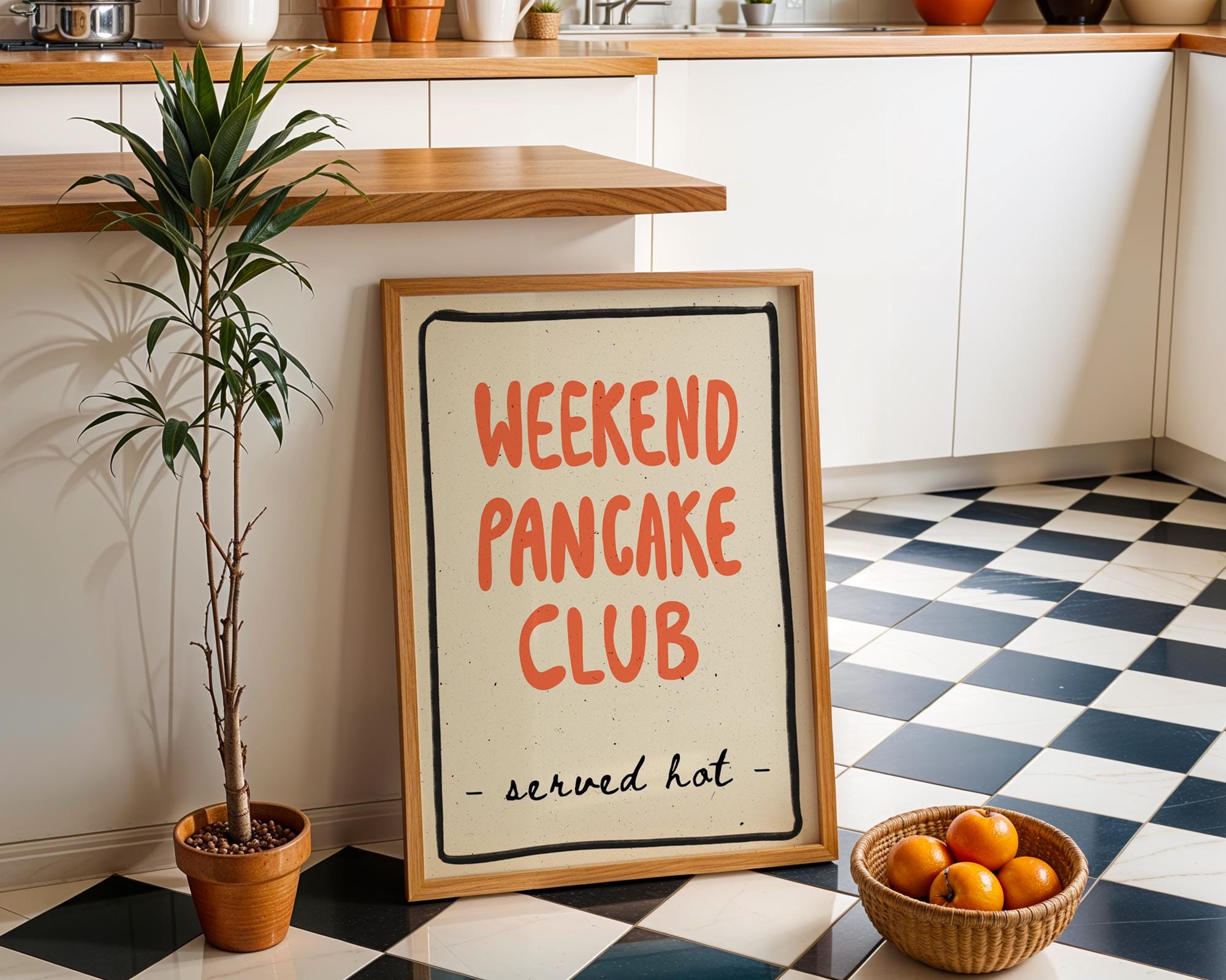 Weekend Pancake Club Poster | Family Kitchen Comfort Food Wall Art ...