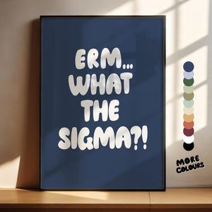 Erm What the Sigma Meme Print | Tween Teen Boys Room Wall Art | Navy ...