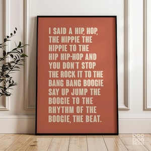Rappers Delight Print | I Said A Hip Hop Song Lyrics Wall Art | Gift ...