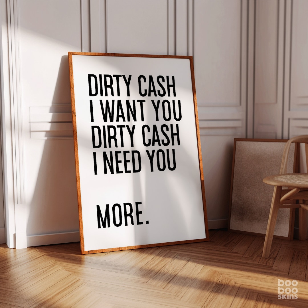 Dirty Cash Print | 90's Music Lyrics Poster | Graduation Leaving Gift ...
