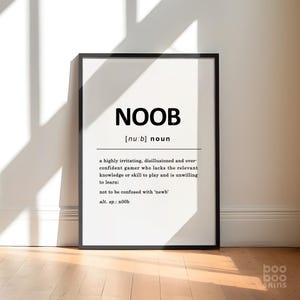 Noob Definition Print | Boys Room Art | Gamer Print | Boys Bedroom ...