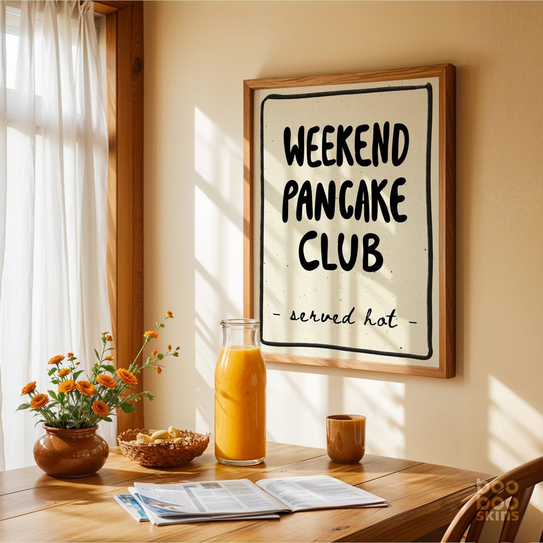 Weekend Pancake Club Poster | Family Kitchen Comfort Food Wall Art ...