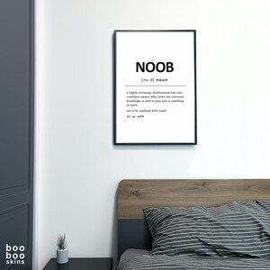 Noob Definition Print | Boys Room Art | Gamer Print | Boys Bedroom ...