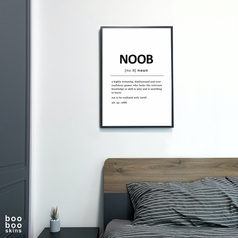 Noob Definition Print | Boys Room Art | Gamer Print | Boys Bedroom ...