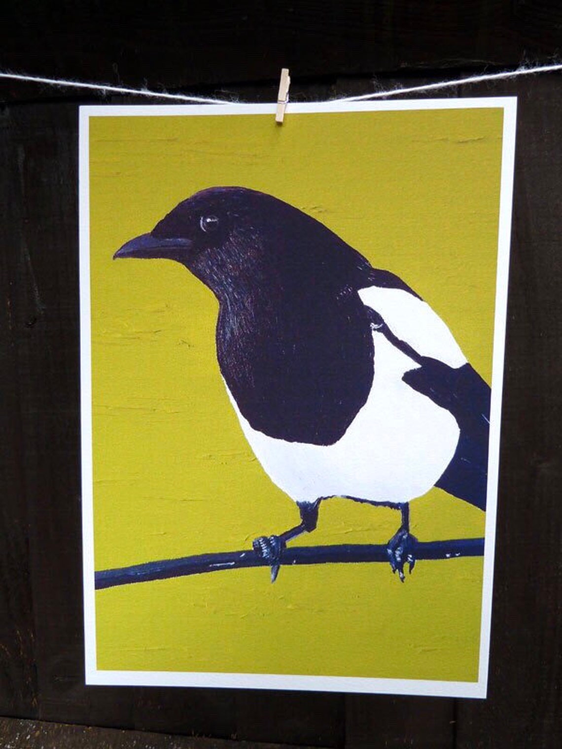 Magpie Print of Oil Painting One for Sorrow Bird Art Print - Etsy