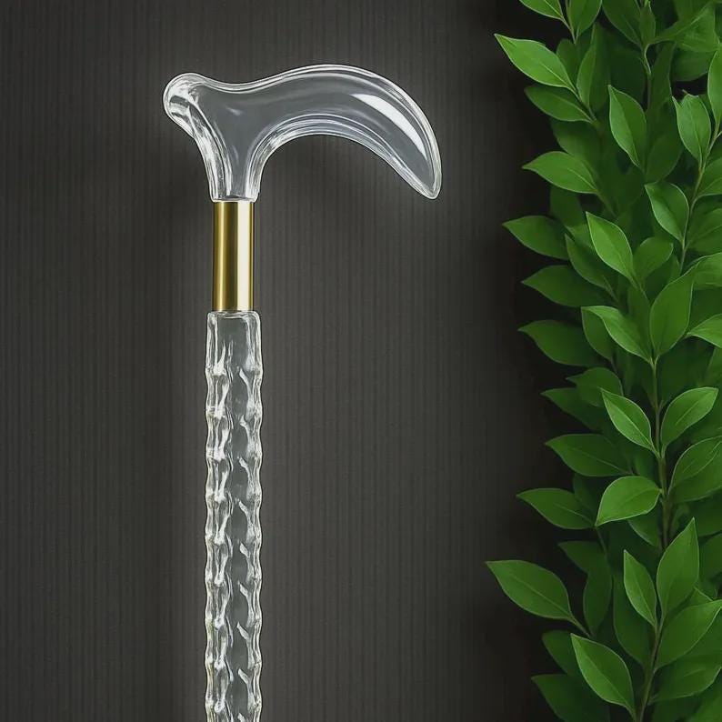 Clear Acrylic Walking Cane | Round Handle, Modern Display Accent Stick ...