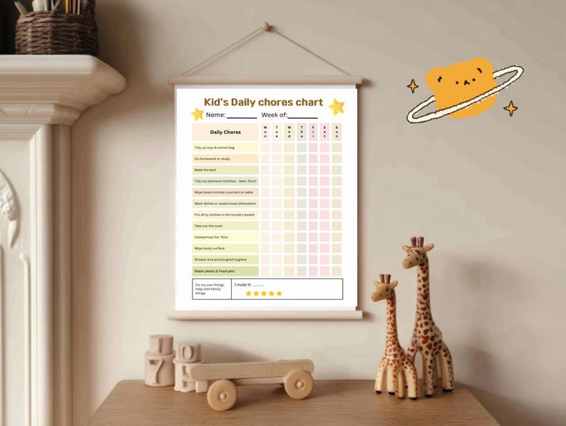 Editable Weekly Chore Charts Kids Teens Tweens Pre-teens Daily and ...