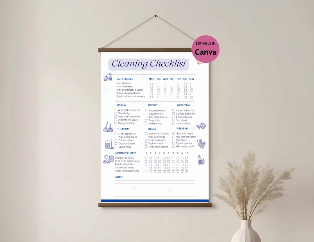 Editable Tools Template Cleaning Checklist, Printable Daily, Weekly ...