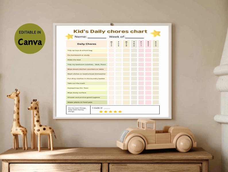 Editable Weekly Chore Charts Kids Teens Tweens Pre-teens Daily and ...