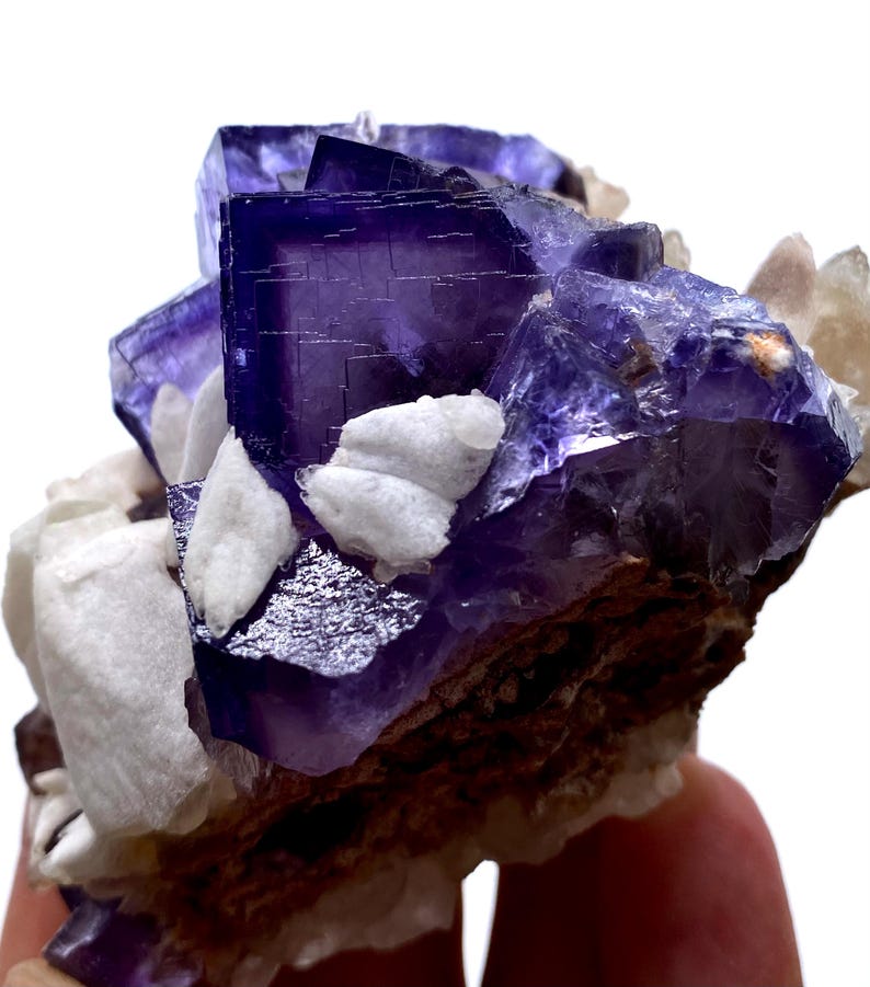 Natural Blue Fluorite With Calcite Specimen – Pakistan Mineral Display ...