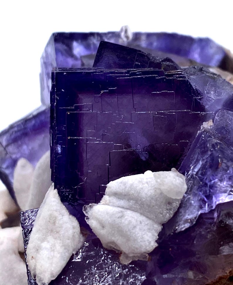 Natural Blue Fluorite With Calcite Specimen – Pakistan Mineral Display ...