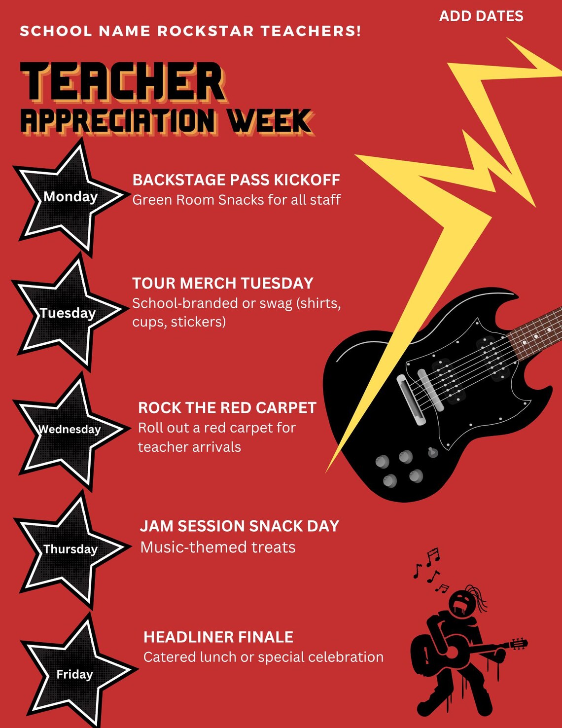 Teacher Appreciation Week- Digital Download File- Rockstar Theme - Etsy