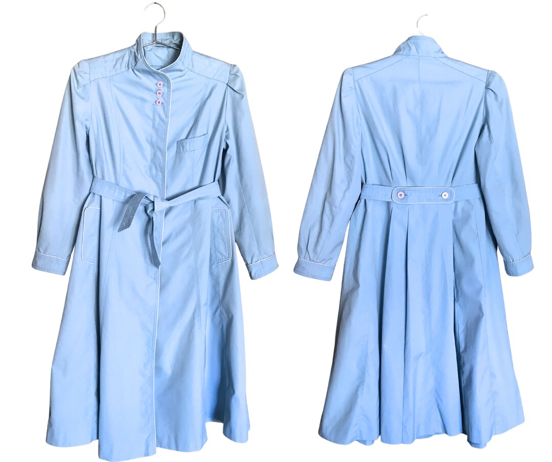 Vintage 1980s Light Blue Trench Coat (women's Size 12 Petite) - Etsy