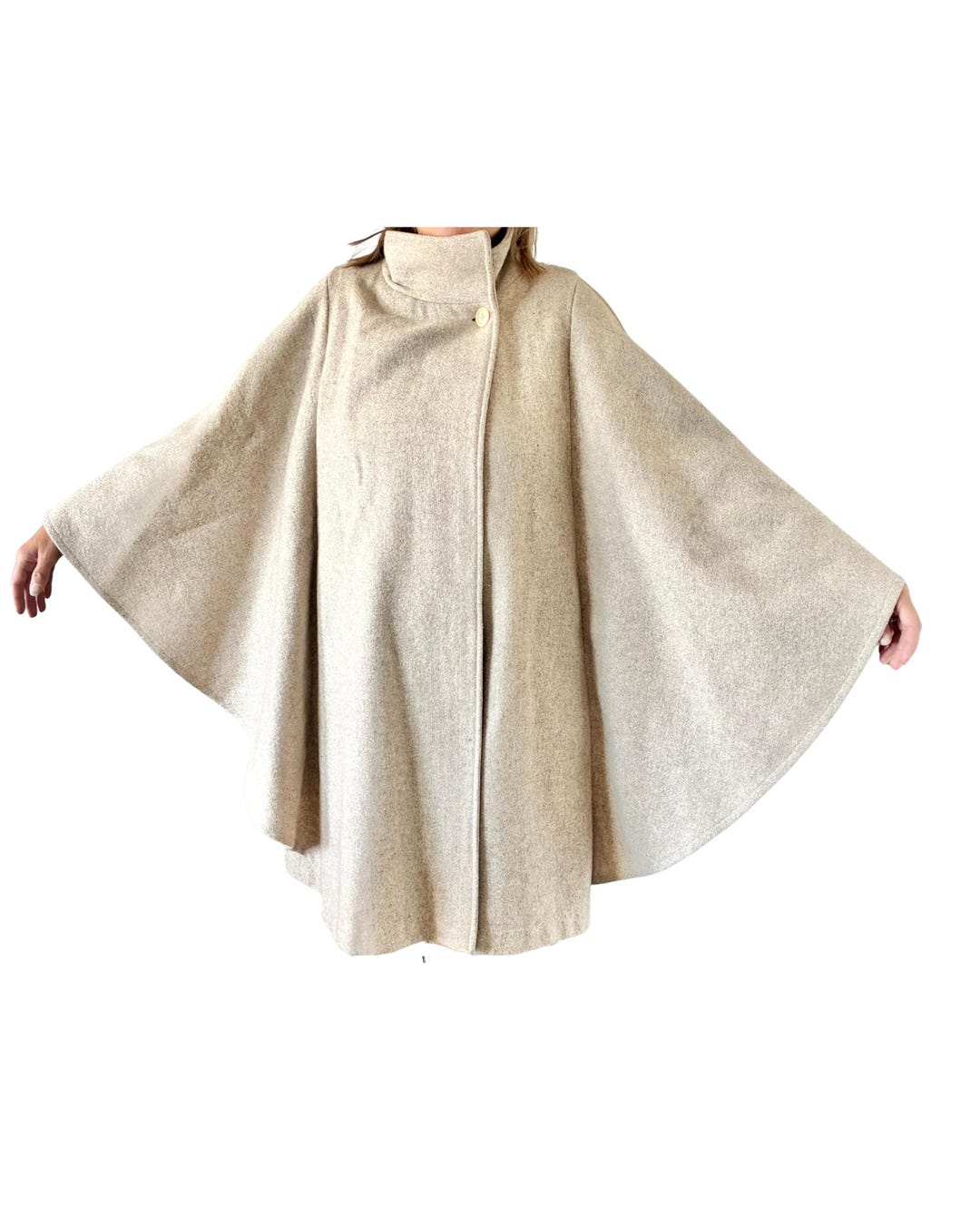Vintage Tan Wool Winter Poncho Coat / Cape Coat (women's Size Large) - Etsy