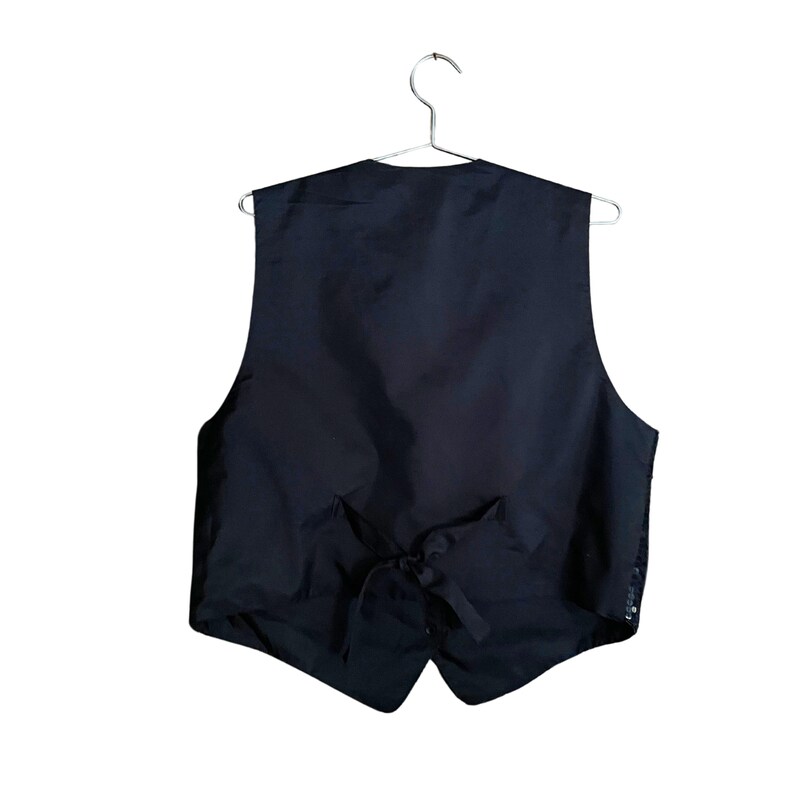 Vintage Sequin Christmas Vest – Black Holiday Party Vest With Santa ...