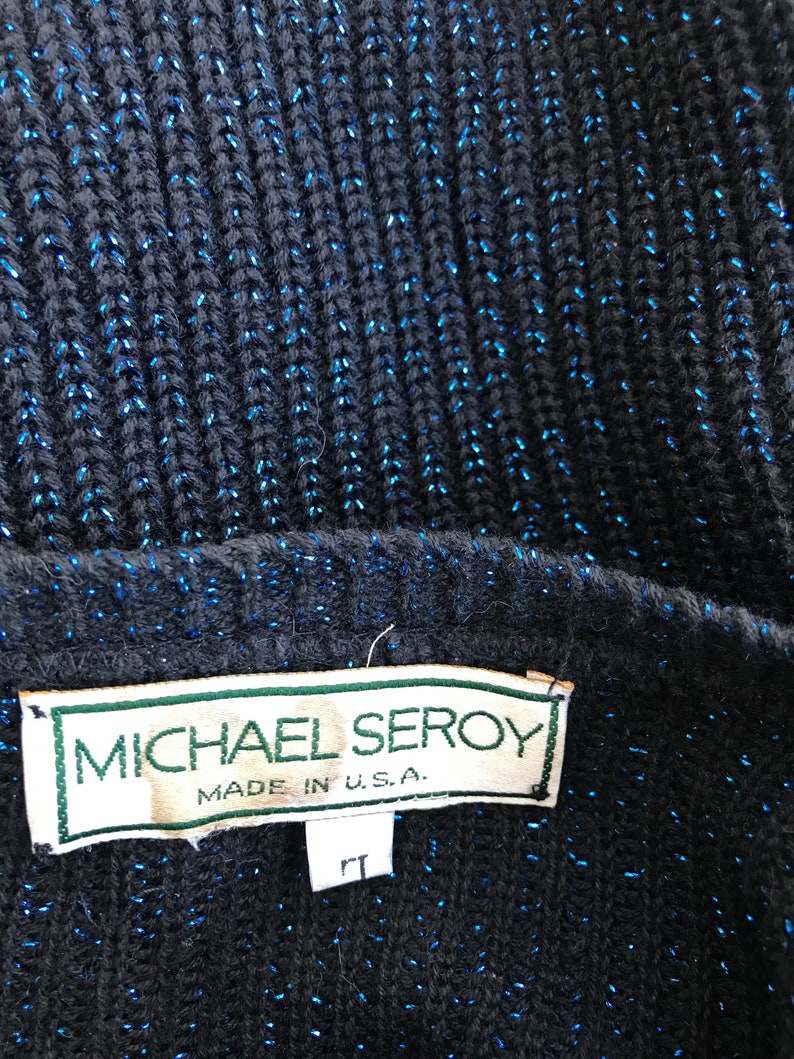 Vintage Metallic Cotton Sweater • Boat Neck • Michael Seroy • Made in ...