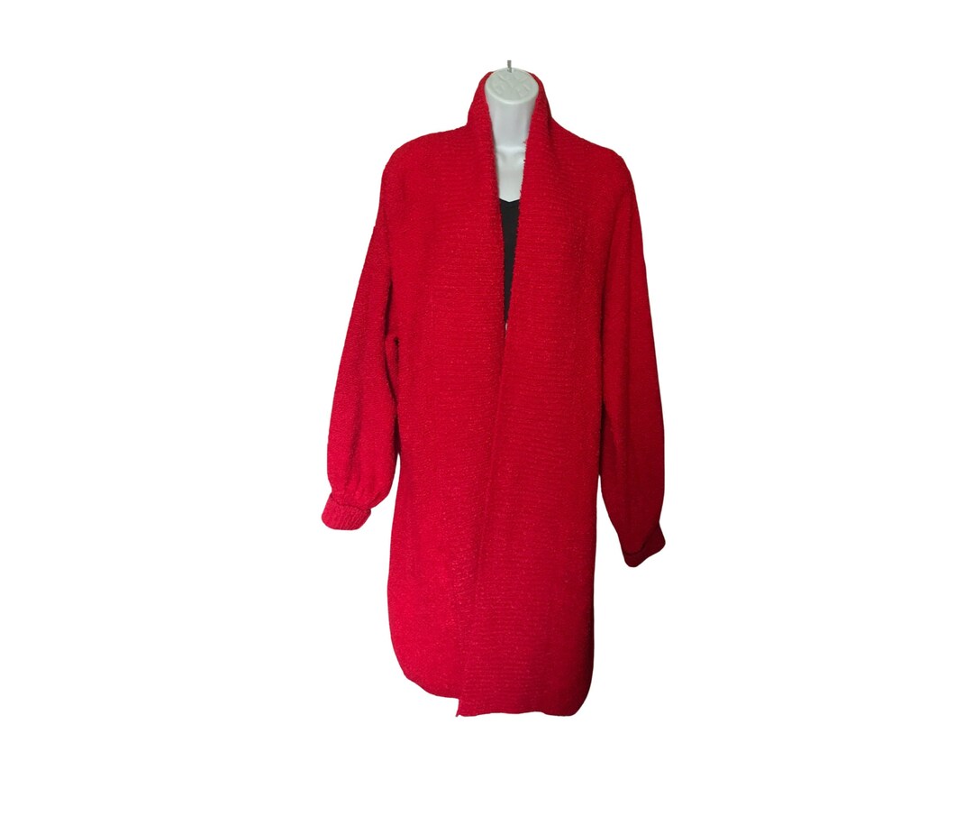 Vintage Long Red Cardigan - With Pockets! (size Women's Medium) - Etsy