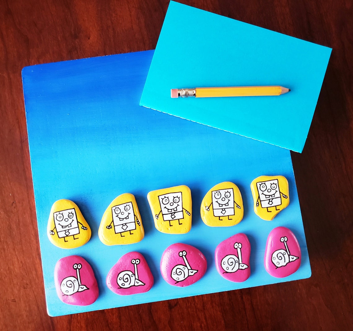 Spongebob Tic Tac Toe Boardgame / Painted Rocks / Painted Stones ...