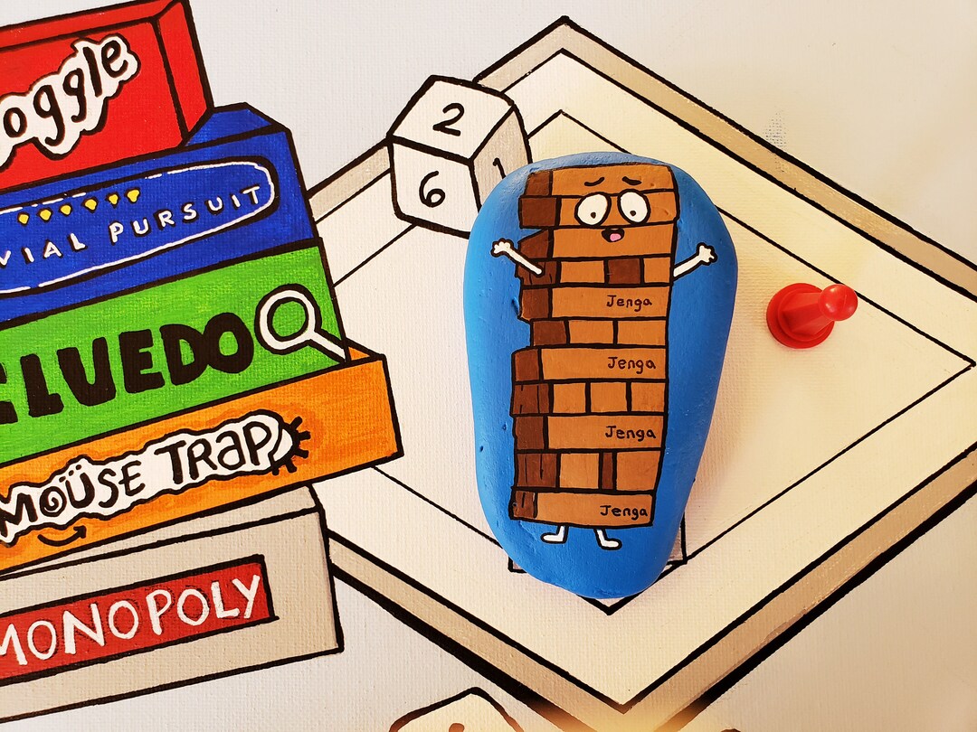 Jenga Board Game Painted Rock // Jenga // Board Game // Unique Painted ...