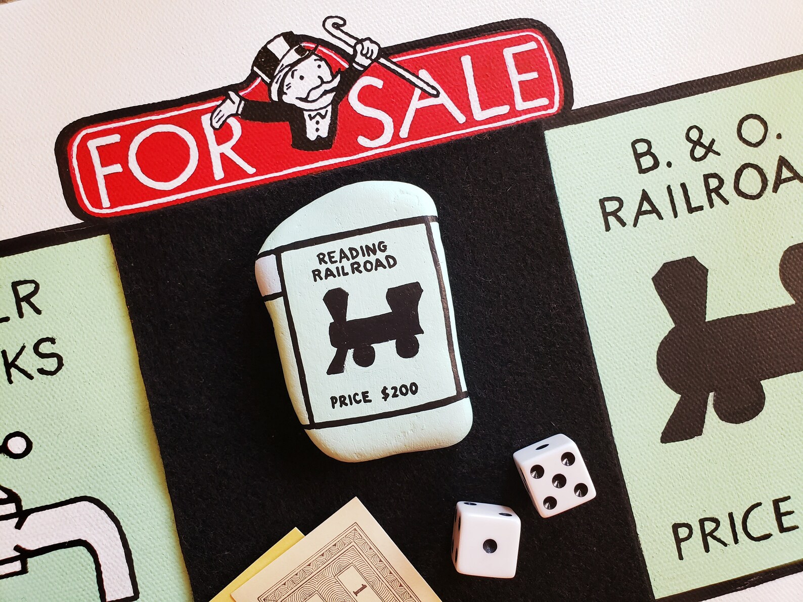 Reading Railroad // Monopoly Board Space Painted Rock - Etsy UK