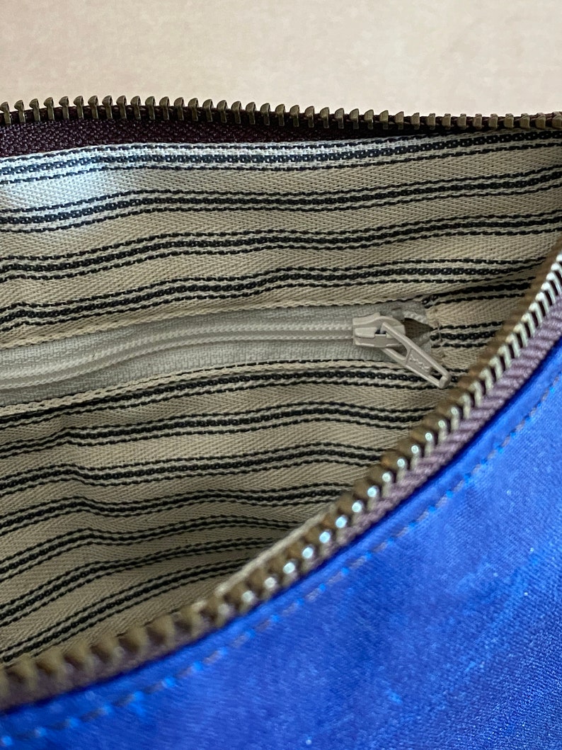 Crossbody Bag - ISLA Handy BAG - Brown Leather and Royal Blue Waxed ...