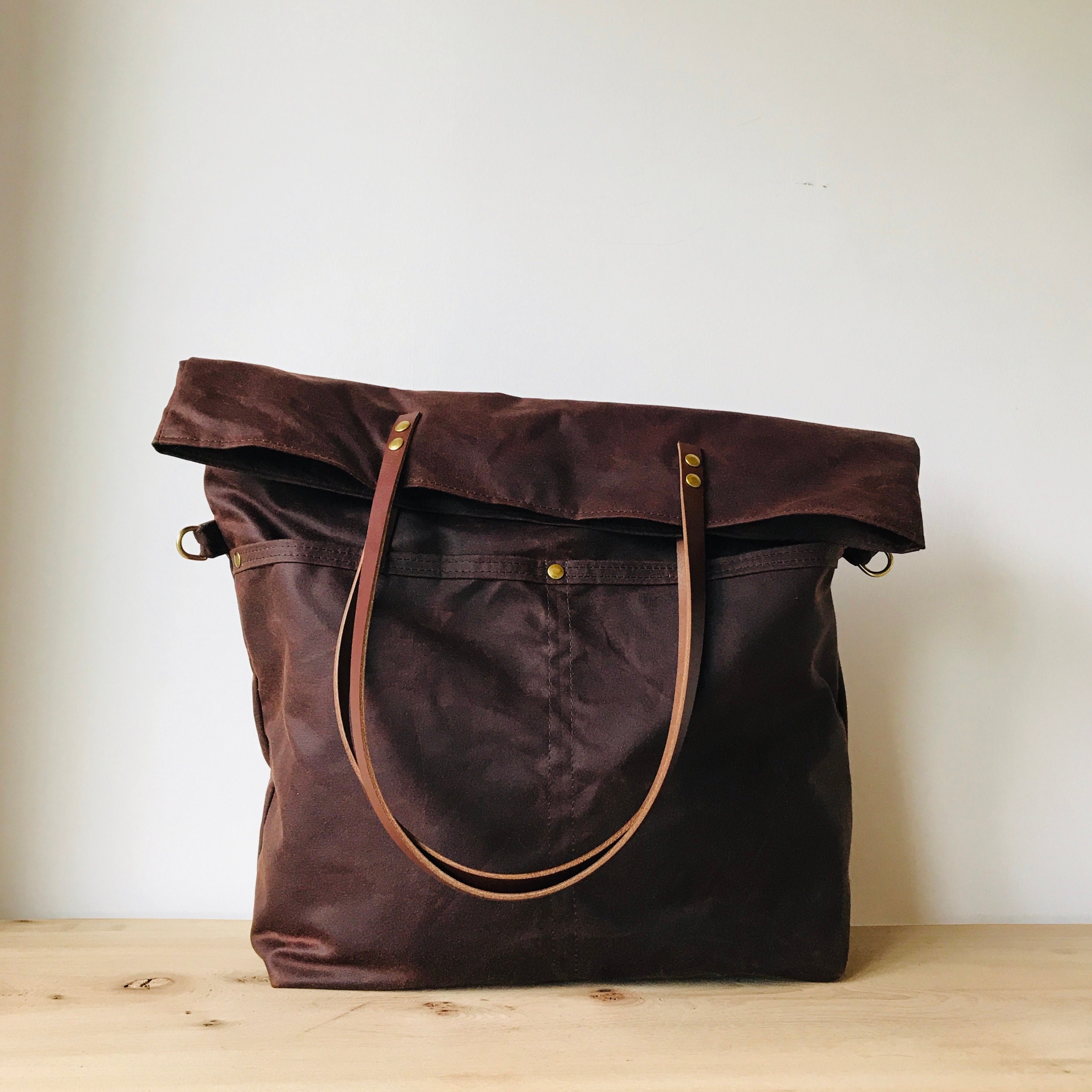 Large Waxed CANVAS Fold Over Tote Bag MAREE Cross Body | Etsy UK