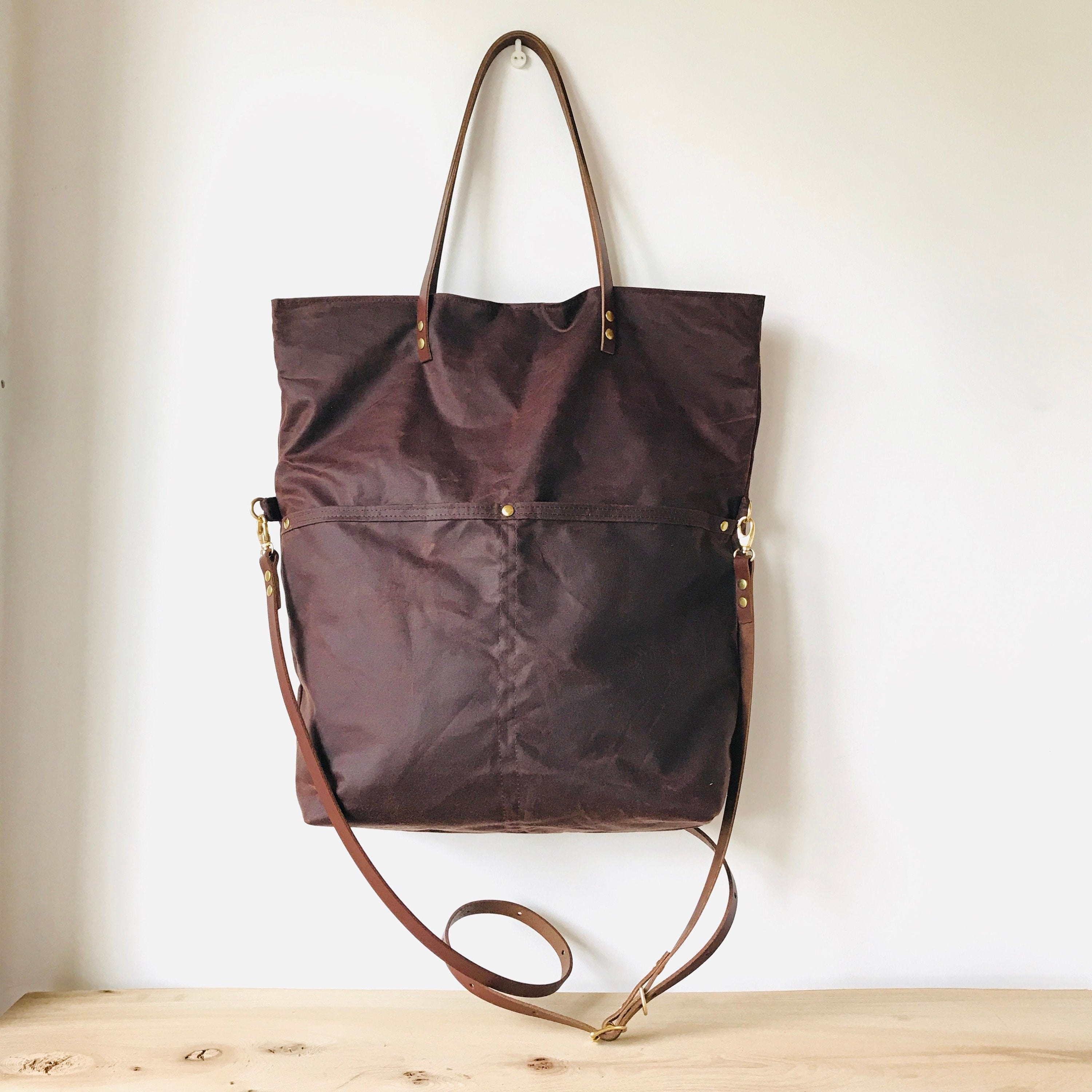 Large Waxed CANVAS Fold Over Tote Bag MAREE Cross Body | Etsy UK