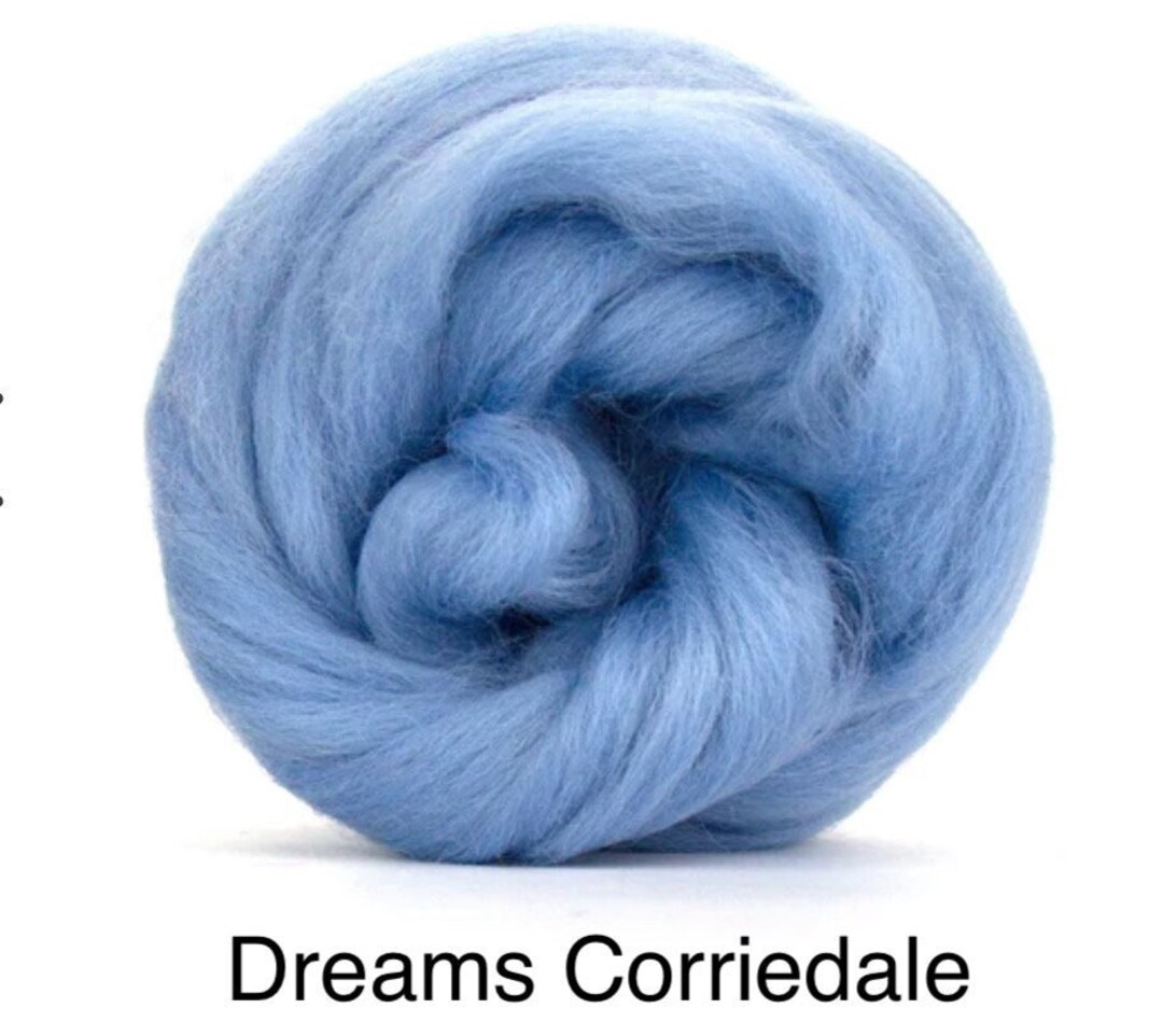 4oz. Dream Blue Combed Corriedale Wool Premium Top Roving for Needle or ...