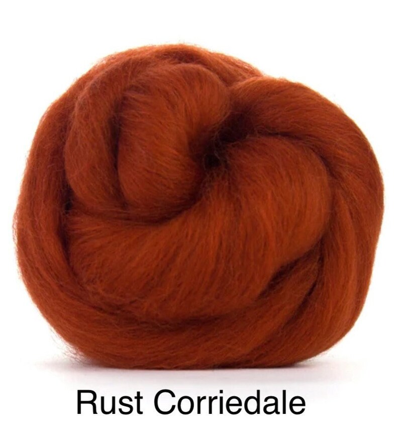 4oz. Rust Combed Corriedal Wool Premium Top Roving for Needle or Wet ...