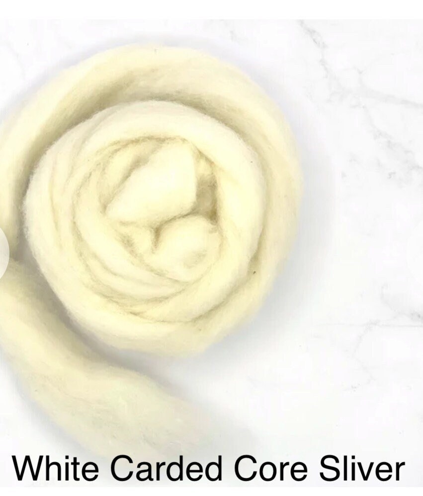 16 OZ. White Carded Core Wool Sliver (roving) FREE SHIPPING (see ...