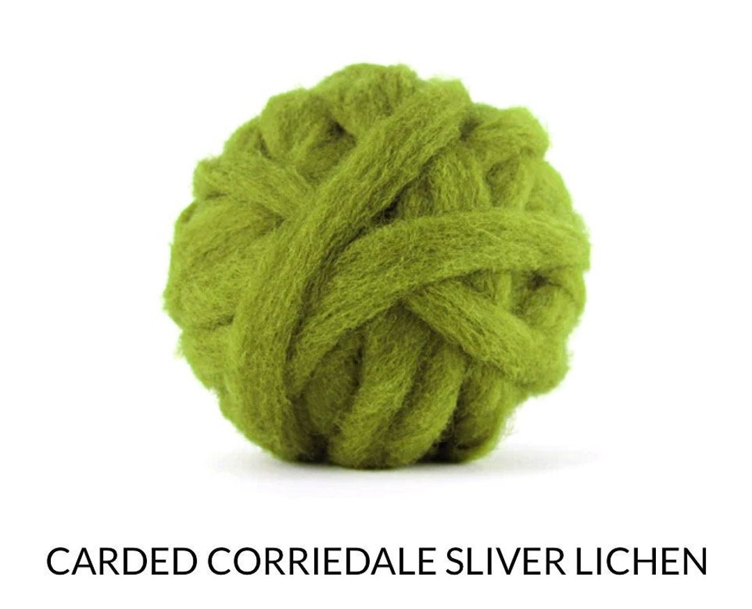 4oz Lichen Color Carded Corriedale Wool Sliver (roving) for Needle or ...