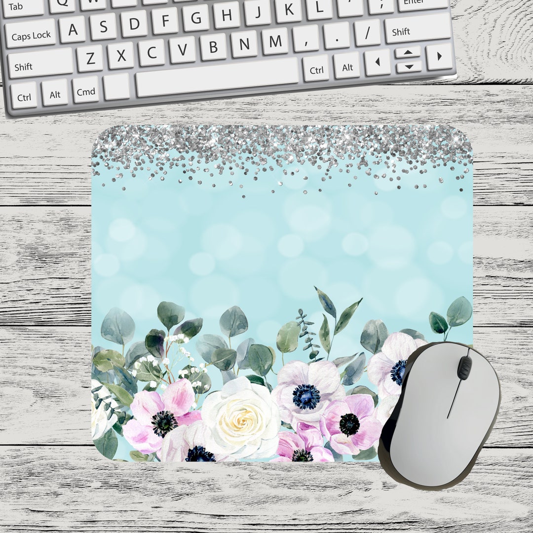 Blue Anemone Flower Mouse Pad Sublimation, Square Round Mouse Pad ...