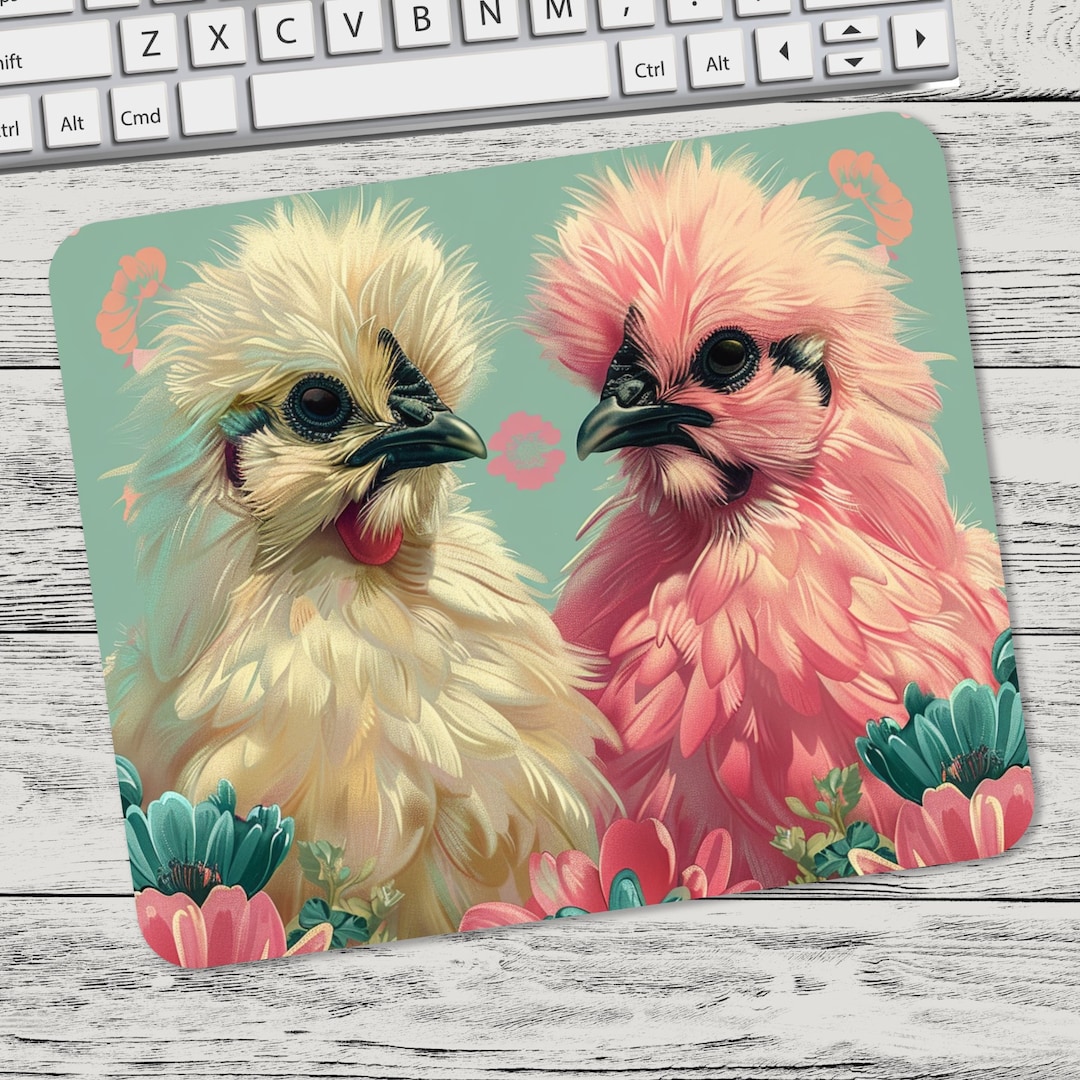 Two Silkie Chickens With Flowers Mouse Pad Sublimation Mouse Pad ...