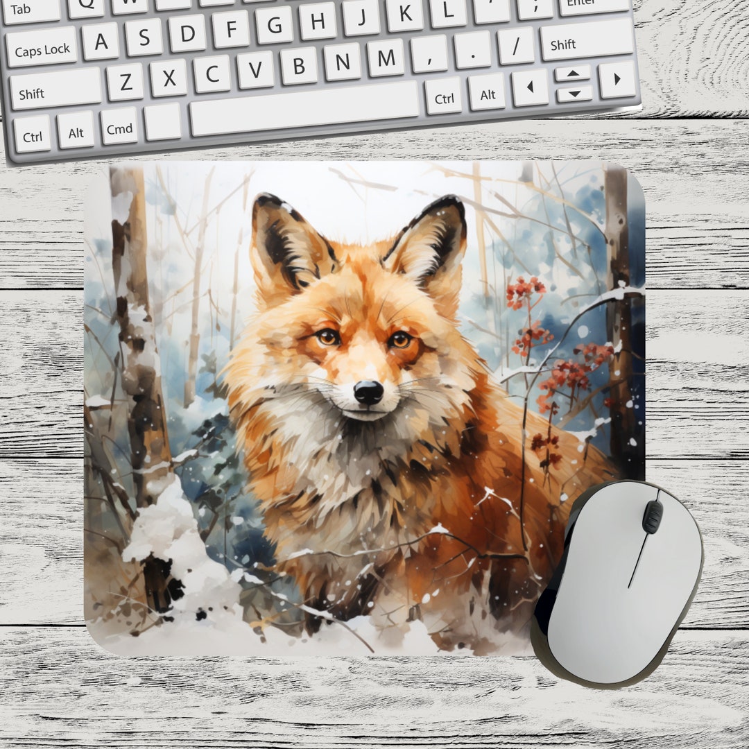 Fox in Snowy Woods Mouse Pad Sublimation Square Round Mouse Pad ...