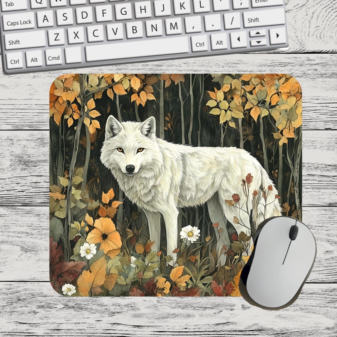 Winter White Wolf Forest 2 Mouse Pad Sublimation, Square Pad Template ...