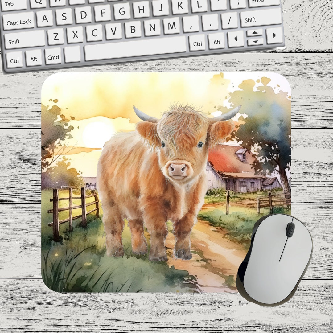 Baby Highland Cow Calf Farm Mouse Pad Sublimation Square Round Mouse ...