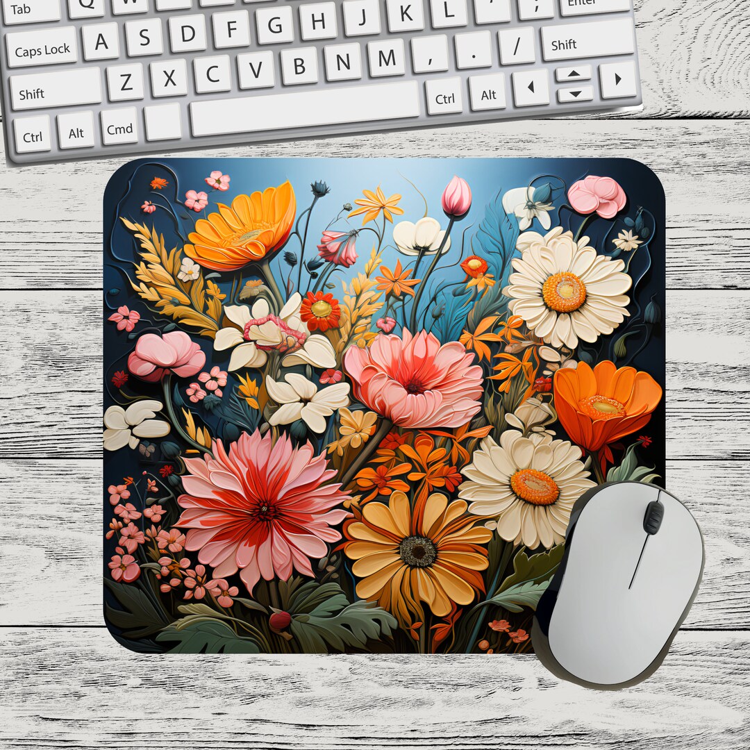 3D Flower, Daisy, Pink and Orange, Mouse Pad Sublimation Square Round ...