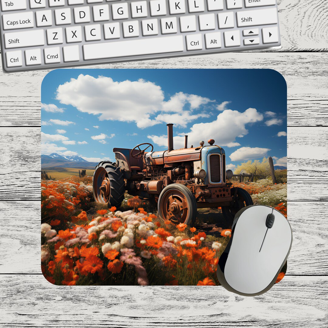 Old Tractor on Farm 2 Mouse Pad Sublimation Square Round Mouse Pad ...