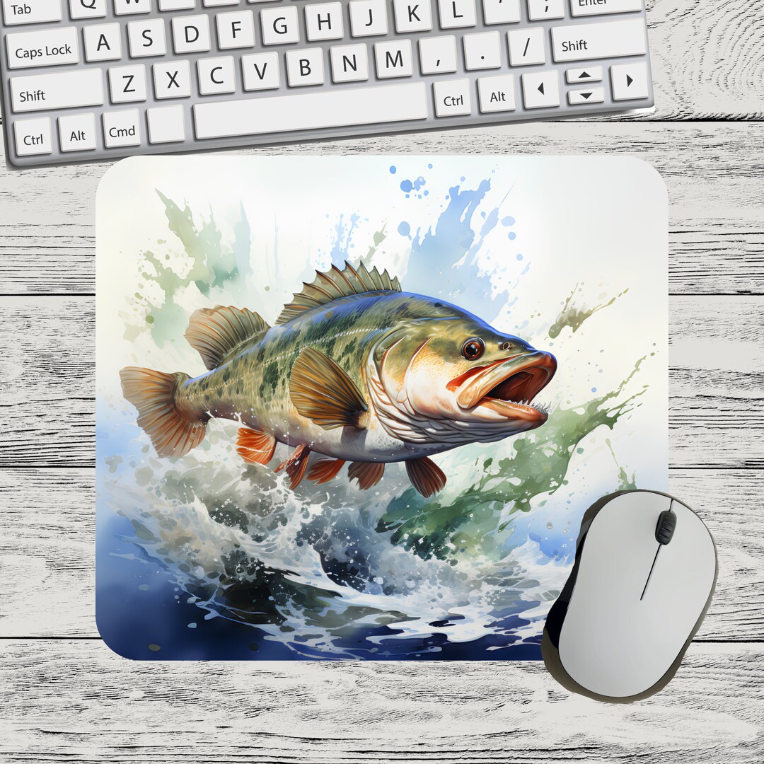 Bass Fish Jumping Colorful Water 3 Mouse Pad Sublimation Square Round ...